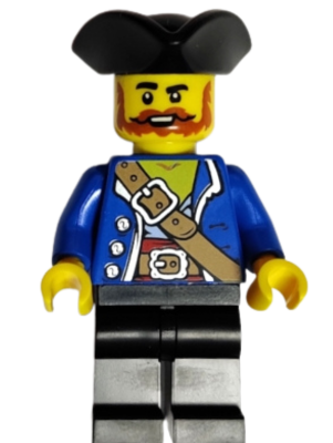 Pirate - Male, Black Tricorne, Dark Orange Beard and Moustache, Blue O ...